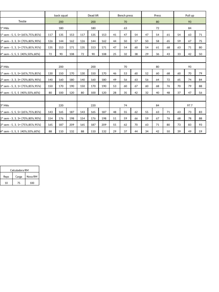 A Planilha 5-3-1 Modelo | PDF