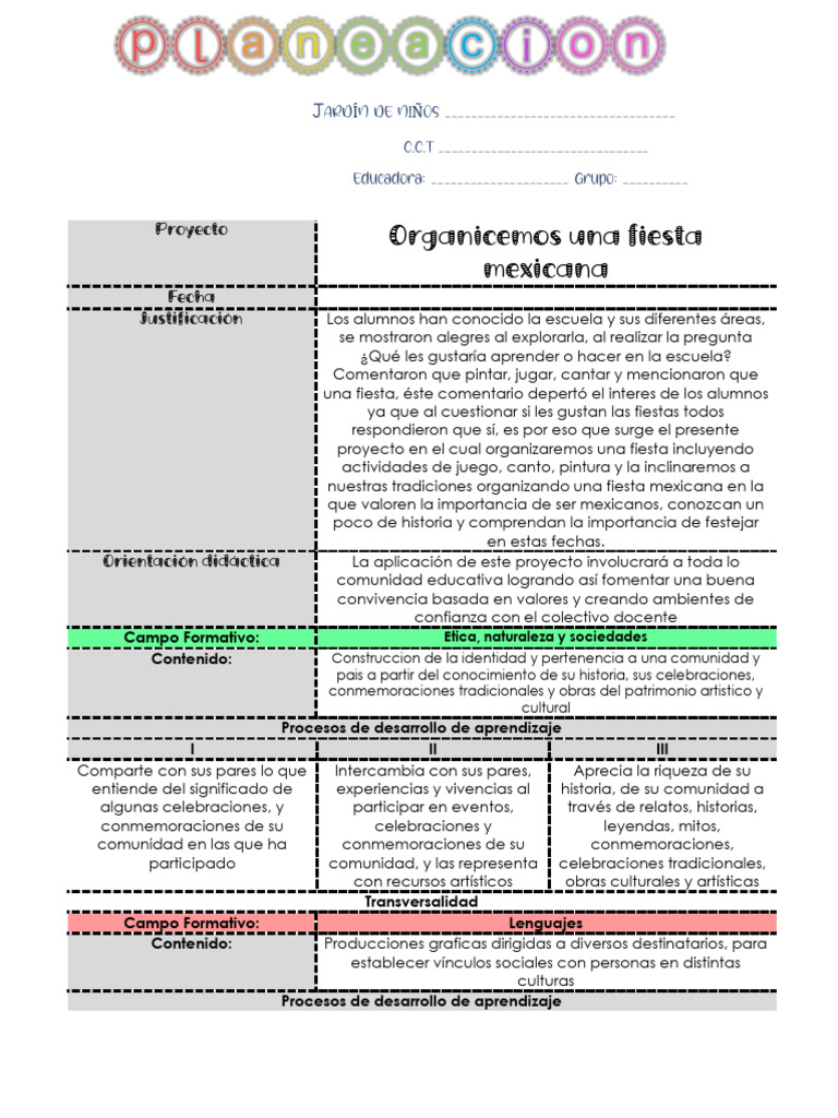Fiesta Mexicana en el Jardín Infantil | PDF | Aprendizaje | México