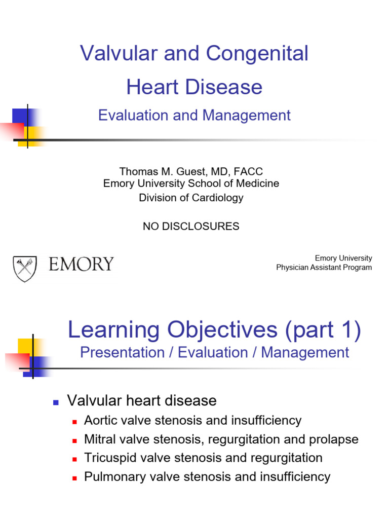 Cardiology Valvular and Congenital - Emory | PDF | Congenital Heart ...