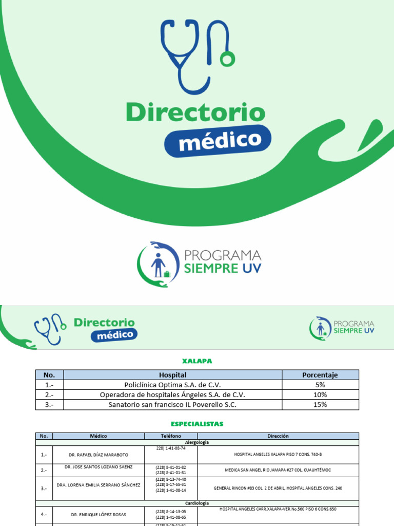 Directorio Médicos Hospital Ángeles Xalapa | PDF | Cirugía ...