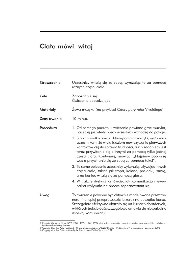 Cialo Mowi Witaj | PDF