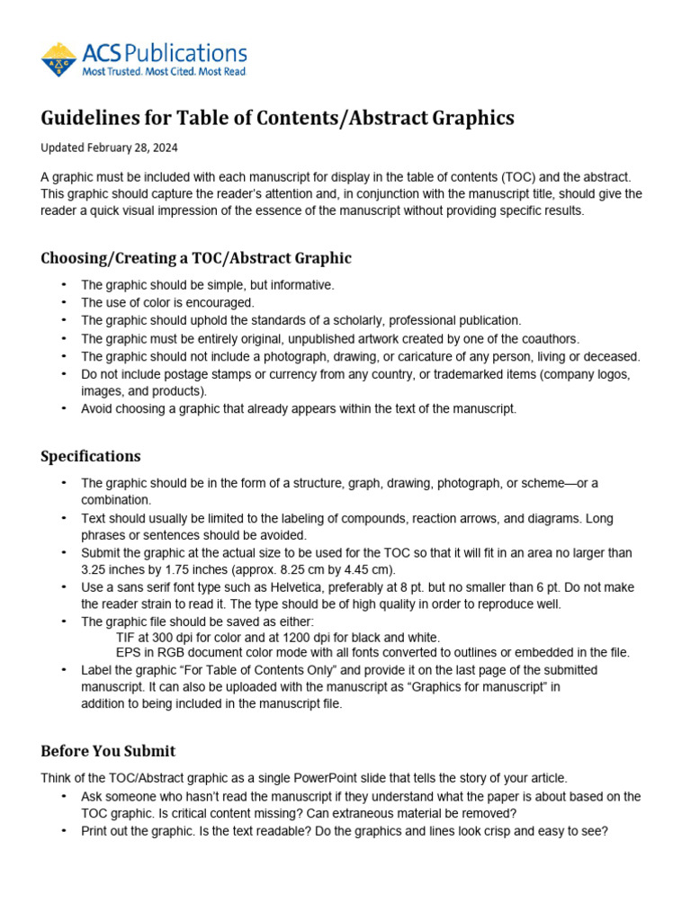 TOC Graphic Guidelines for Manuscripts | PDF | Graphics | Typefaces