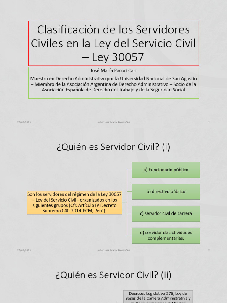 Clasificación de Servidores Civiles en Perú | PDF | Servicio Civil ...