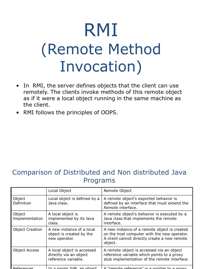 Remote Method Invocation NEW | PDF | Object (Computer Science) | Java ...