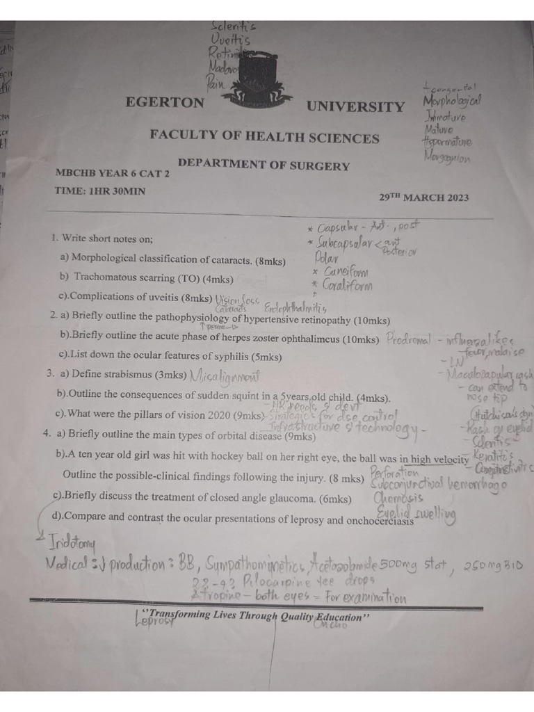 Cat 2 Answ. Opht | PDF