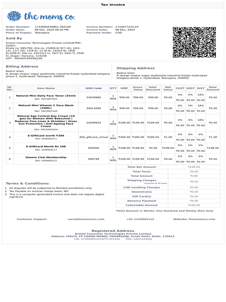 Tax Invoice for Order 1733669439861 | PDF | Government Finances | Taxes