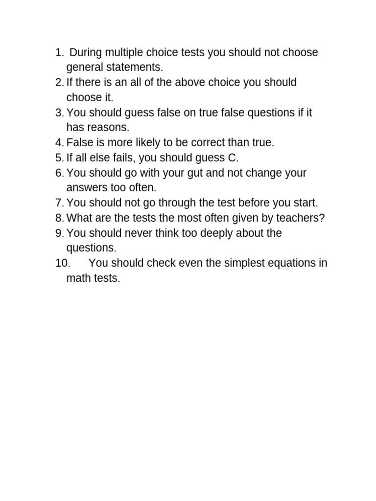 Test-Taking Strategies for Success | PDF