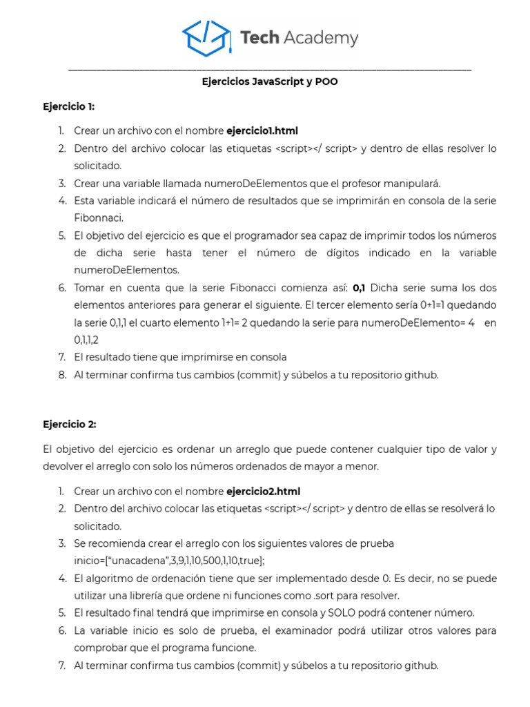 Ejercicios JavascriptPOO | PDF