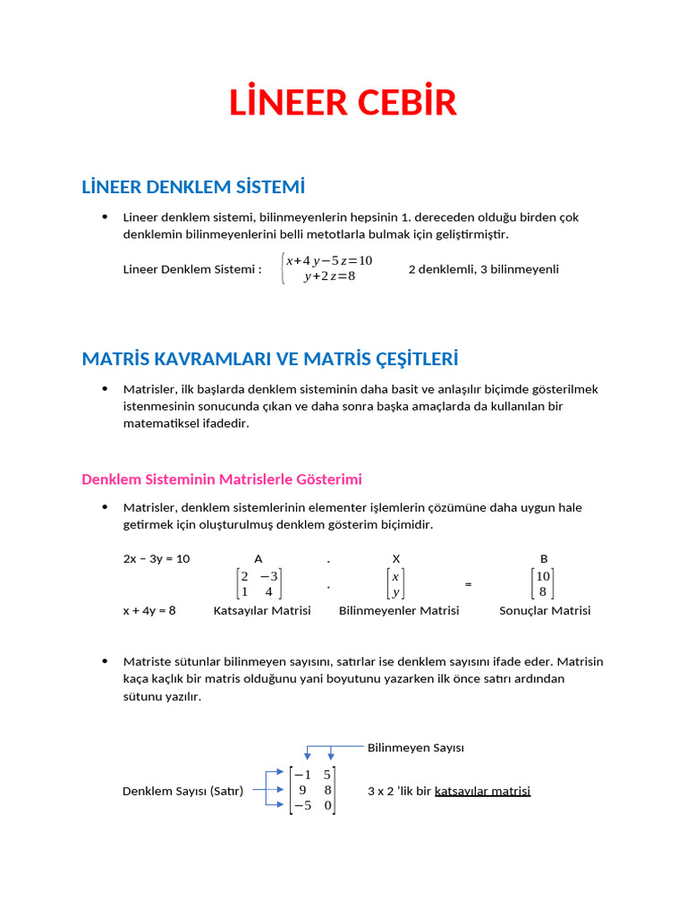 LİNEER CEBİR | PDF
