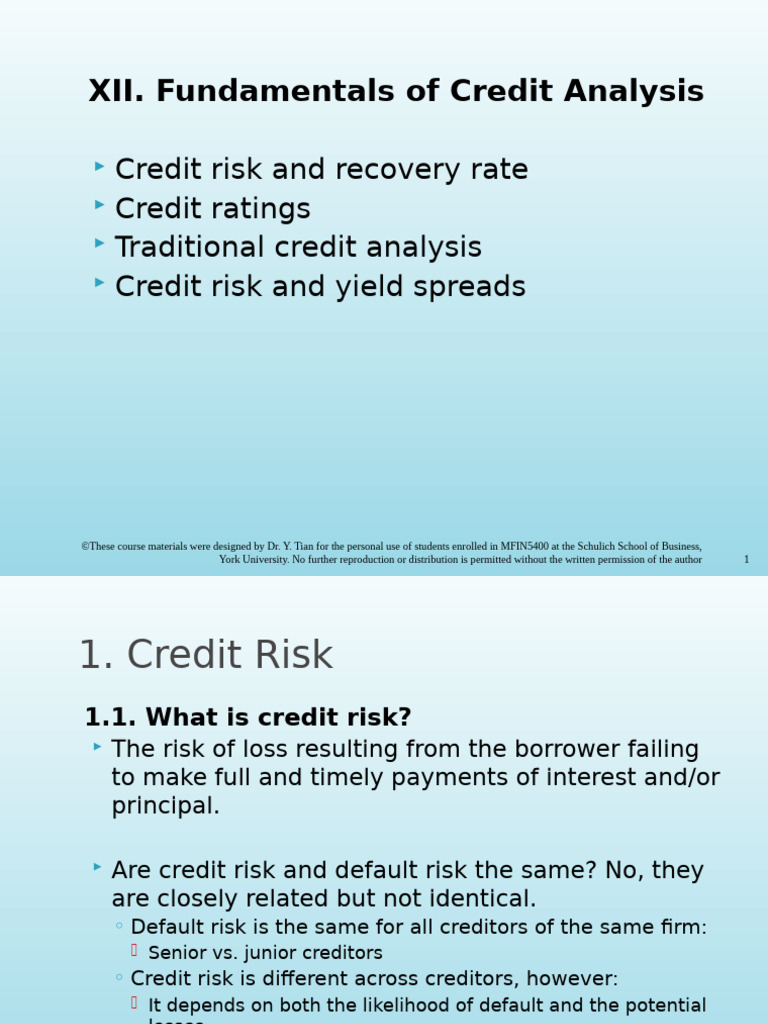 MFIN5400 - s12 - Fundamentals of Credit Analysis | PDF | Bond Credit Rating | Credit Rating