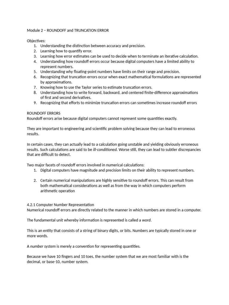 Module-2-Roundoff-and-Truncation-Errors | PDF | Numbers | Integer ...