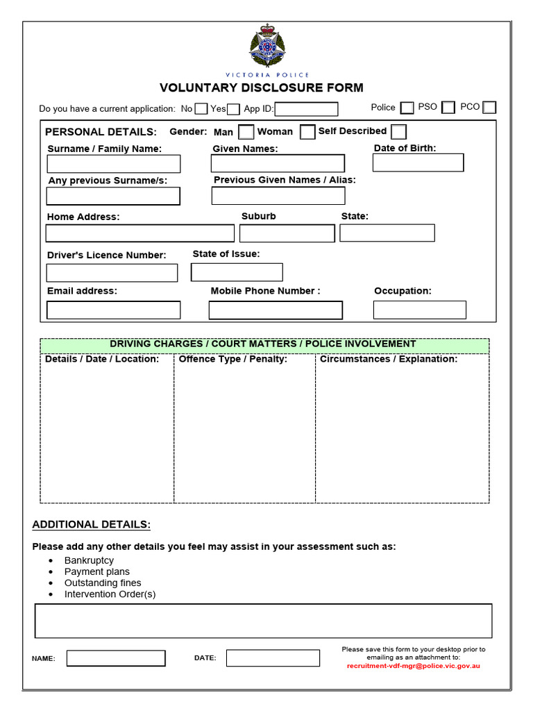 Voluntary Disclosure Form | PDF