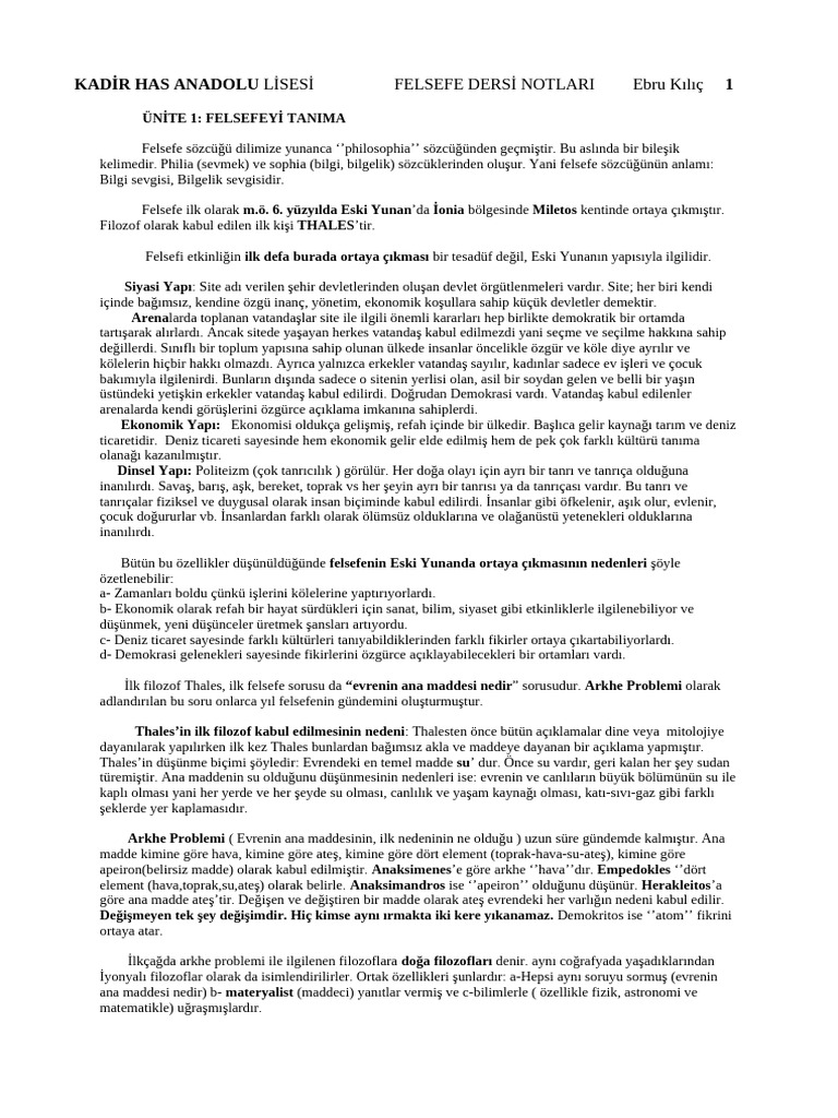 DERS NOTLARI 10. SINIF (1) | PDF