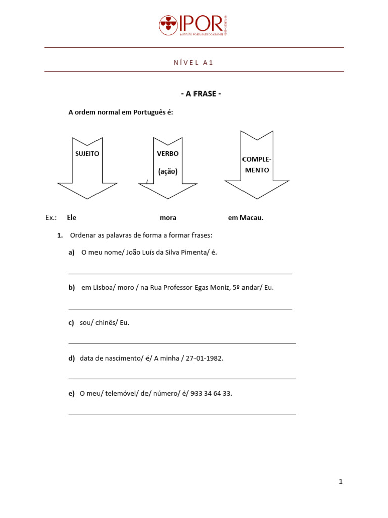 A Frase Ordem Normal | PDF