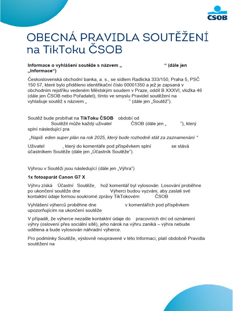 Pravidla Souteze TT Canon 2025 | PDF