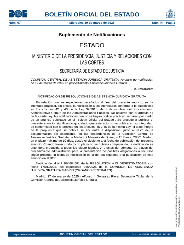 Web Bdatos Diarios Boe N Dias 2025 03 19 Pdfs BOE-N-2025-f91f50c7 | PDF | Justicia | Crimen y ...