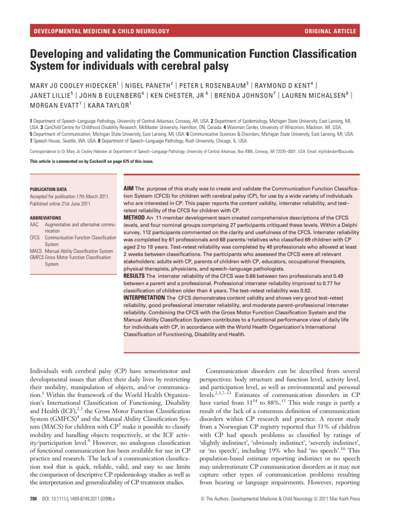 Developing and validating the Communication Function Classification ...