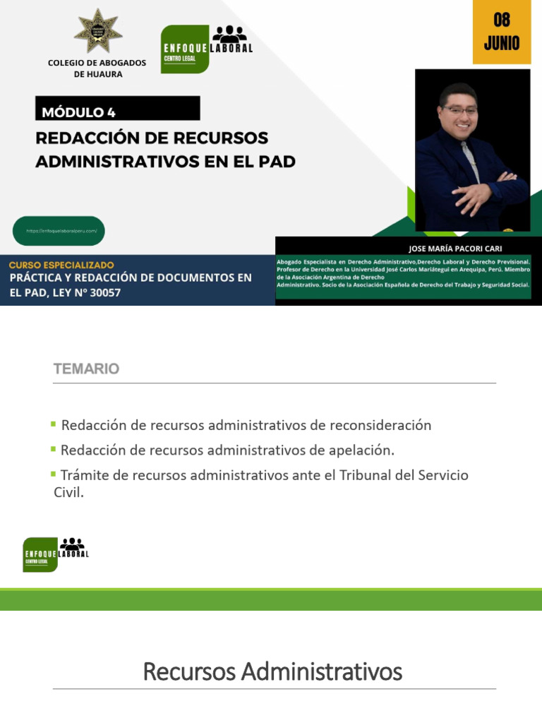 Recursos Administrativos Servir - Diapositivas - Autor José María Pacori Cari | PDF | Apelación ...