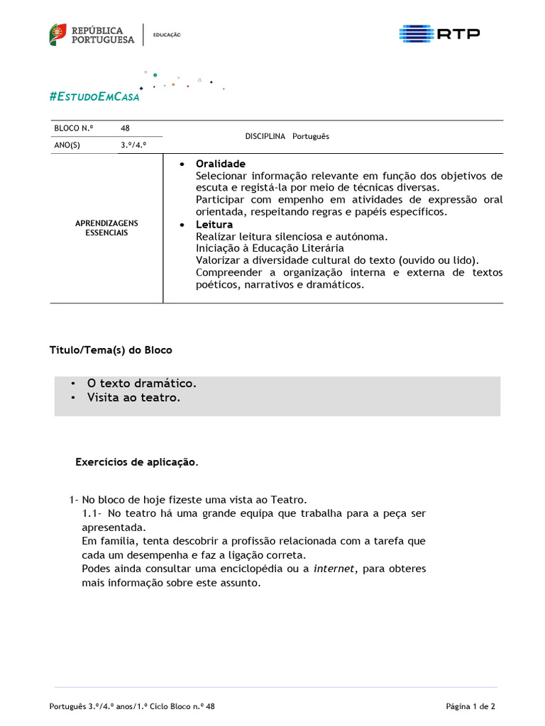 Atividades de Texto Dramático Infantil | PDF | Teatro | Portugal