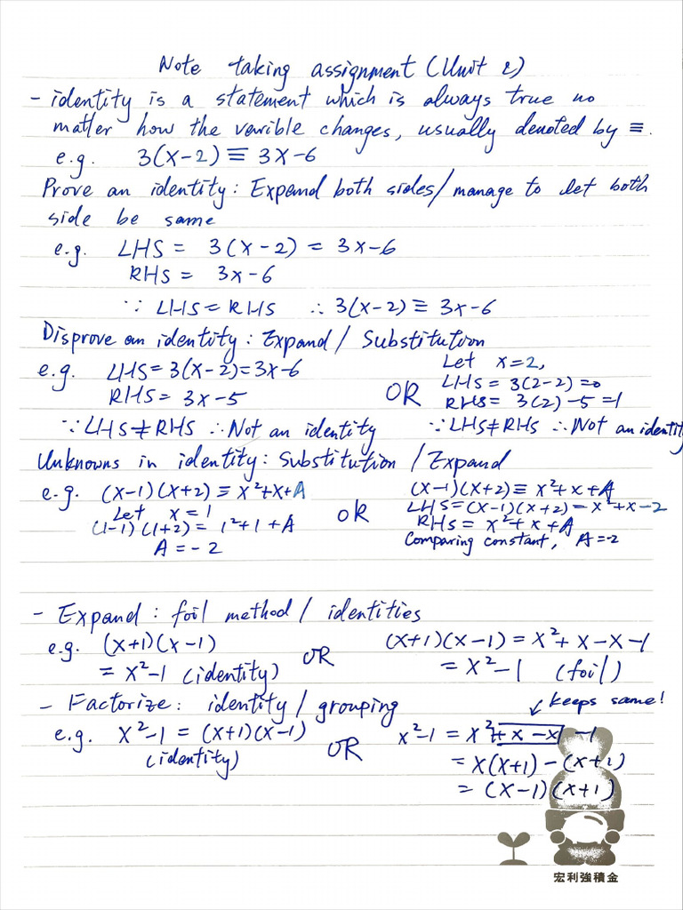 Factorisation note taking | PDF