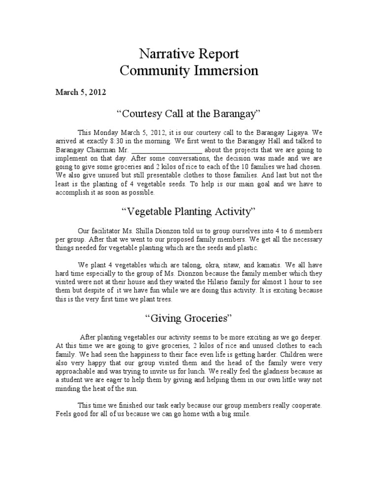 Narrative Report (SF2) | PDF