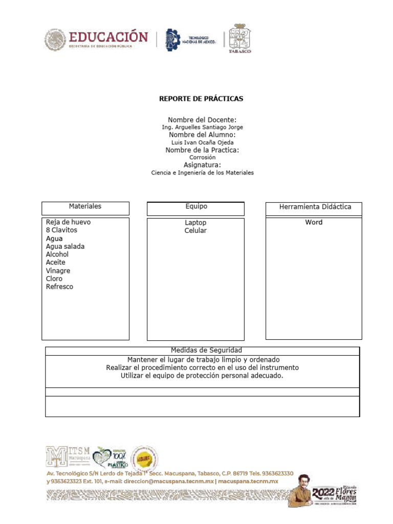 Reporte de Practicas Ciencia e Ingenieria de los Materiales | PDF ...