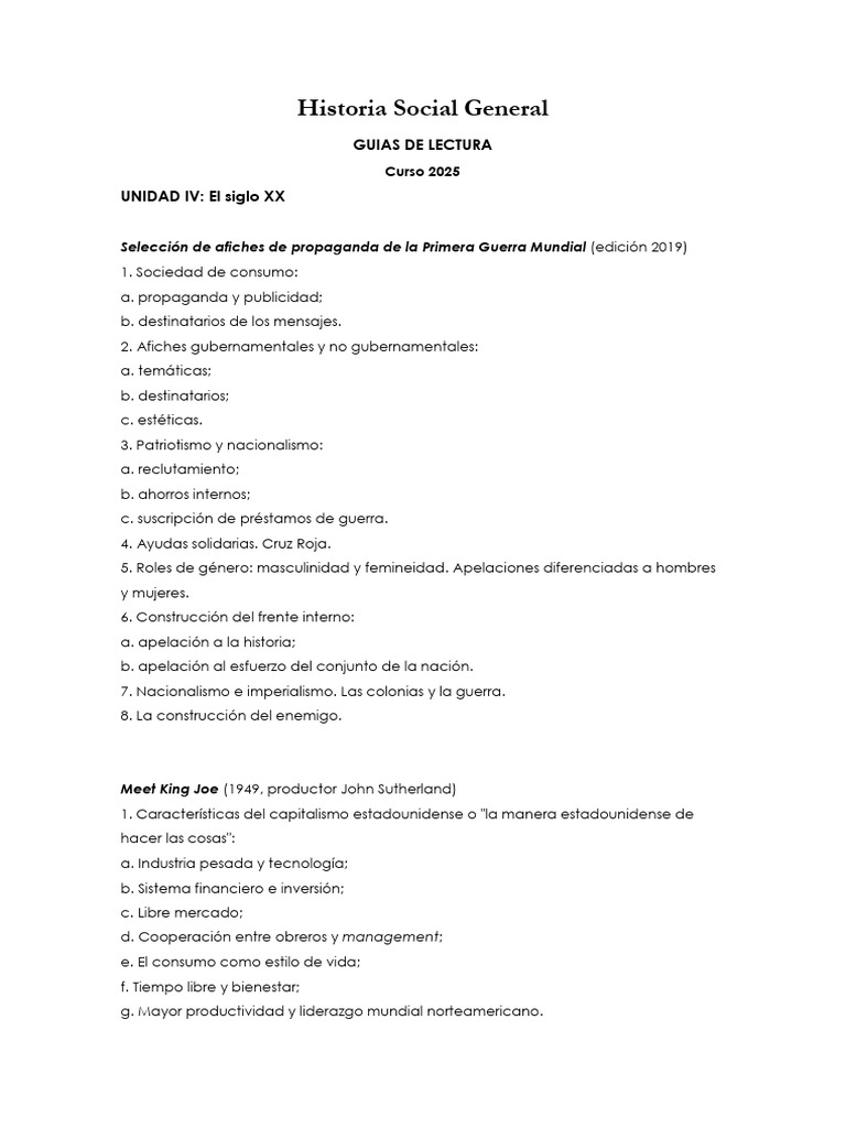 HSG A Guía de Lectura Unidad 4 2025 | PDF | Guerra Fría | Joseph Stalin
