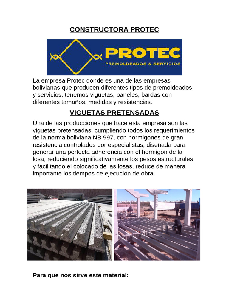 Informe de Protec | PDF | Hormigón | Hormigón pretensado