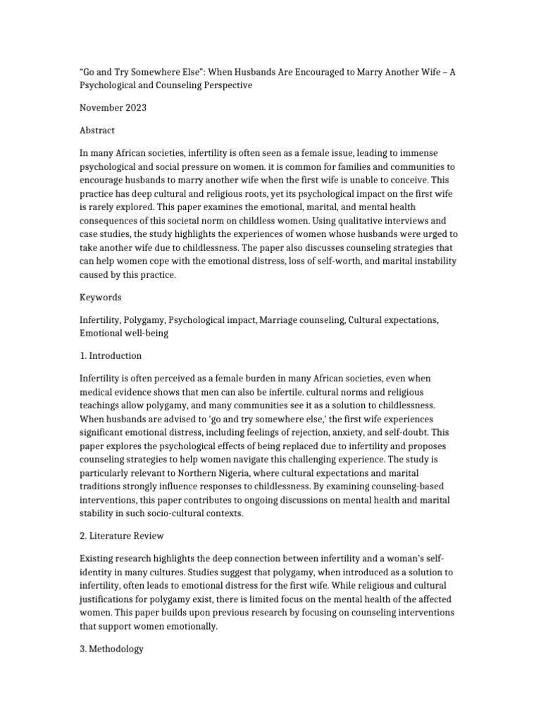 Psychological Impact of Polygamy on Wives | PDF | Psychotherapy ...
