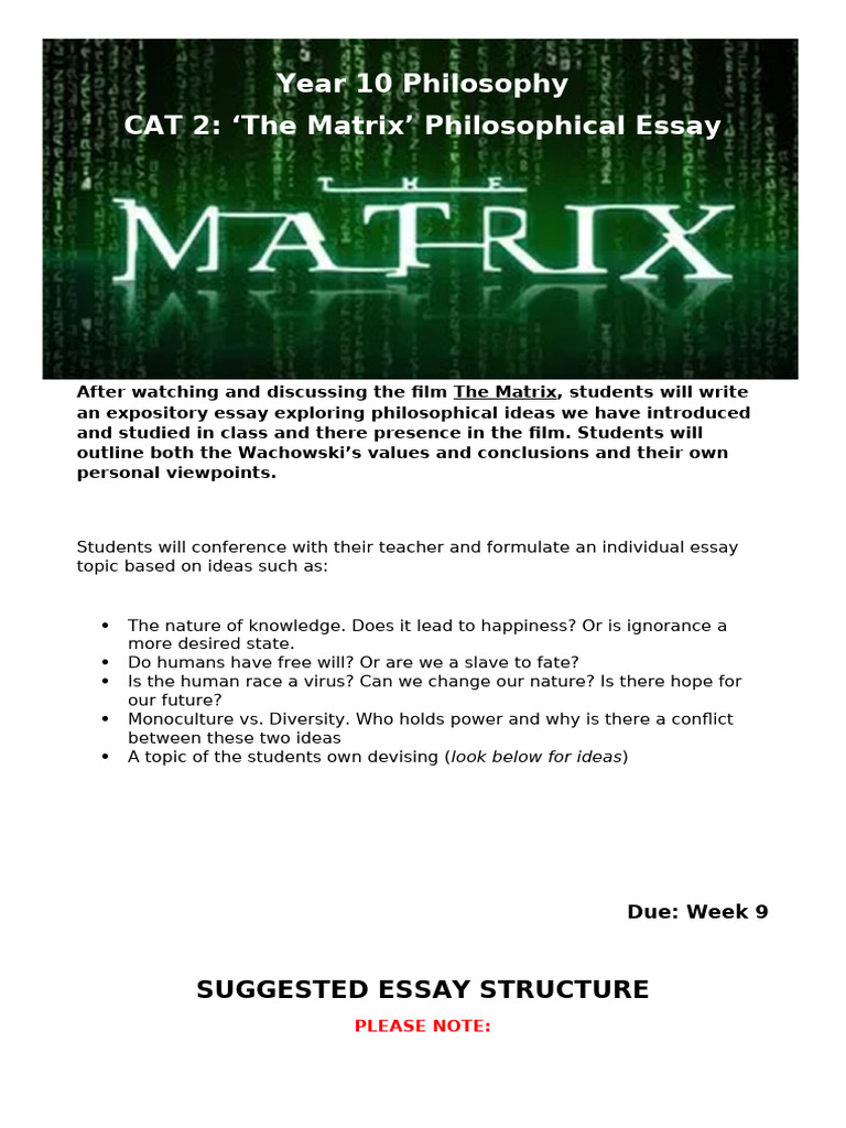 Philosophy Essay Matrix | PDF | Reality | Knowledge