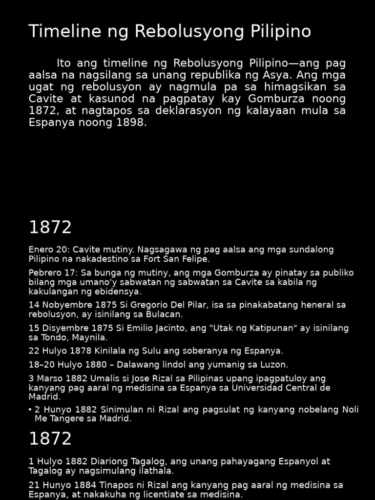Timeline NG Rebolusyong Pilipino | PDF