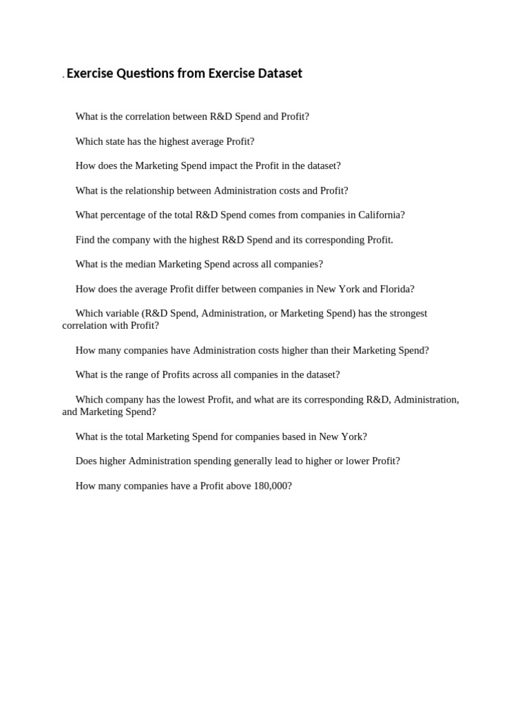 Exercise Dataset | PDF