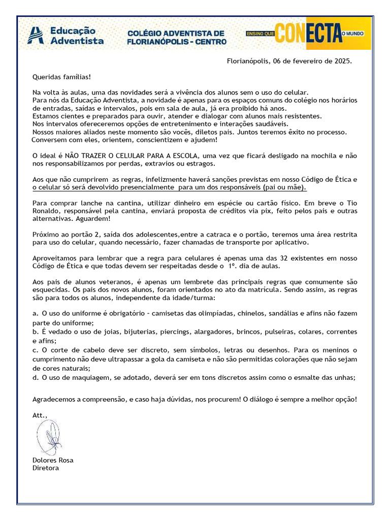 001-2025 Comunicado - USO DOS CELULARES | PDF