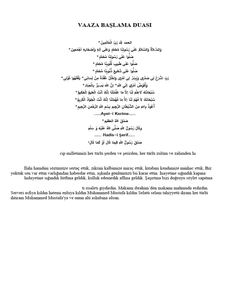 Vaaza Başlama Duasi | PDF