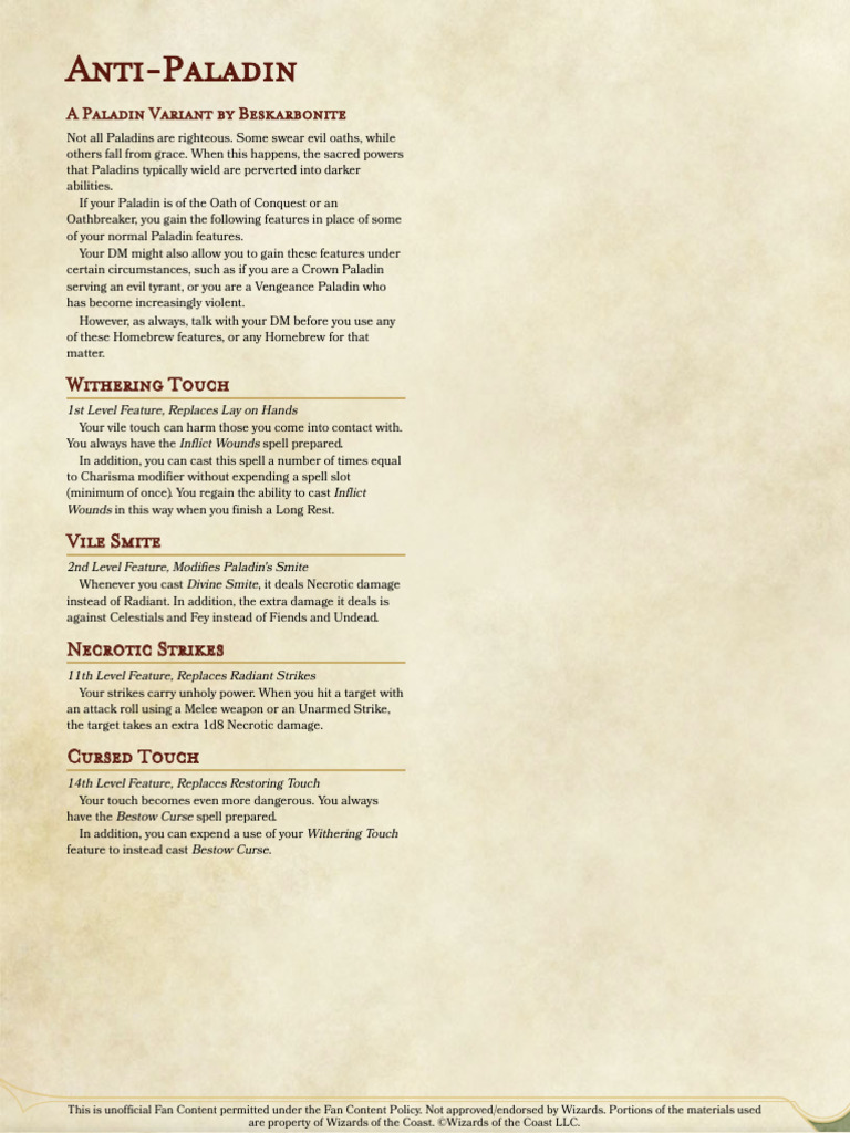 3250357-Anti-Paladin Evil Paladin Variant GM Binder | PDF