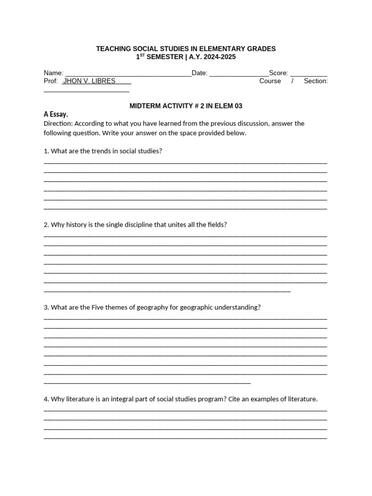 Midterm Activity 2 in Elem 03 | PDF | Liberal Arts Education | Science