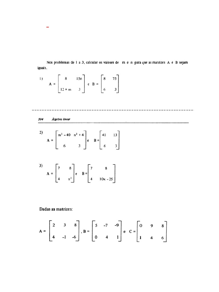 Matrizes Exercícios | PDF