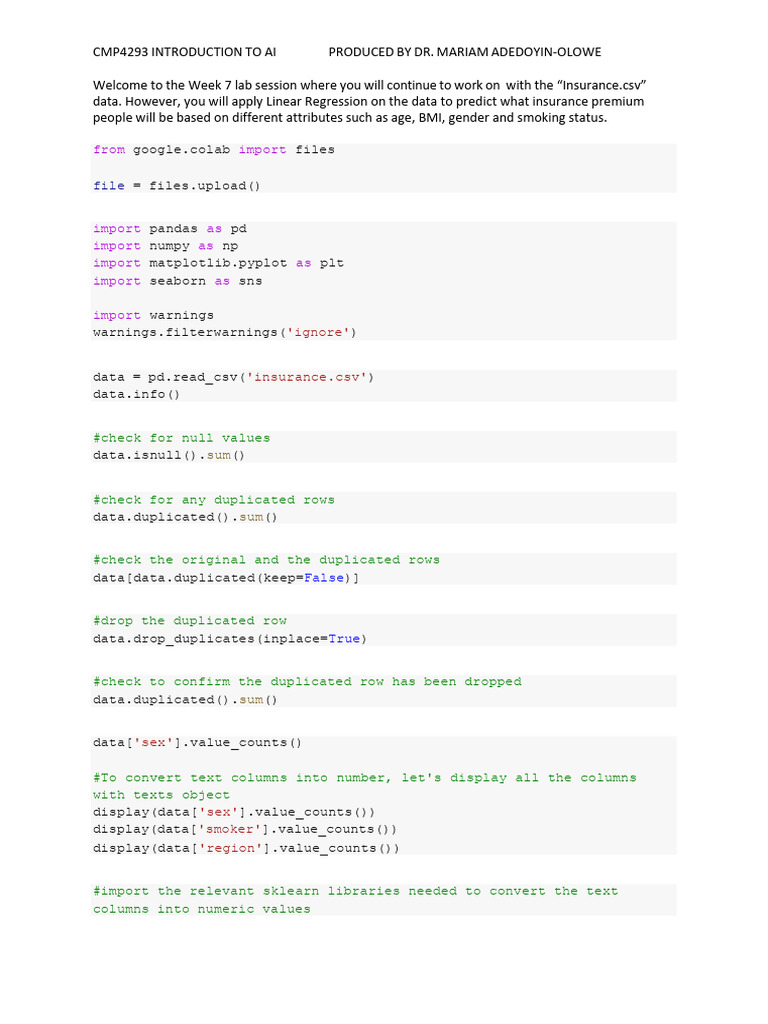 Predicting Insurance Premiums with AI | PDF | Regression Analysis ...
