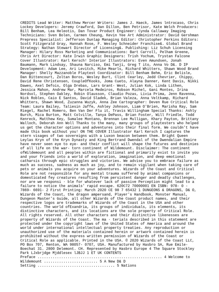 Wildemount: D&D Setting Guide | PDF | Dungeons & Dragons Campaign ...