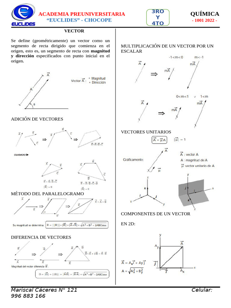 Fisica Vectores | PDF | Vector Euclidiano | Álgebra abstracta