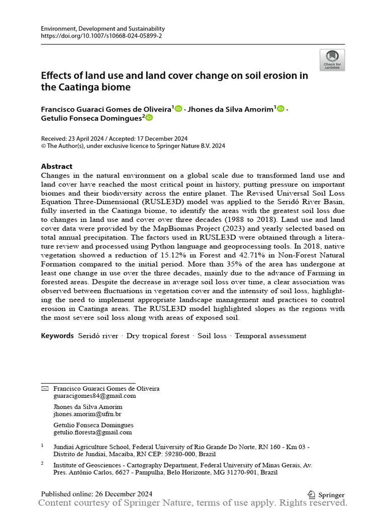 Effects of Land Use and Land Cover Change On Soil | PDF | Erosion | Soil