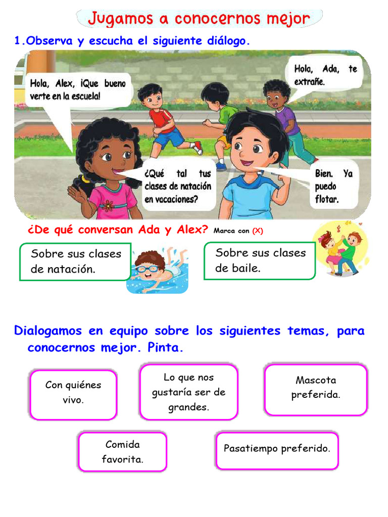 FICHA JUGAMOS A CONOCERNOS MEJOR Jueves 20 de Marzo | PDF