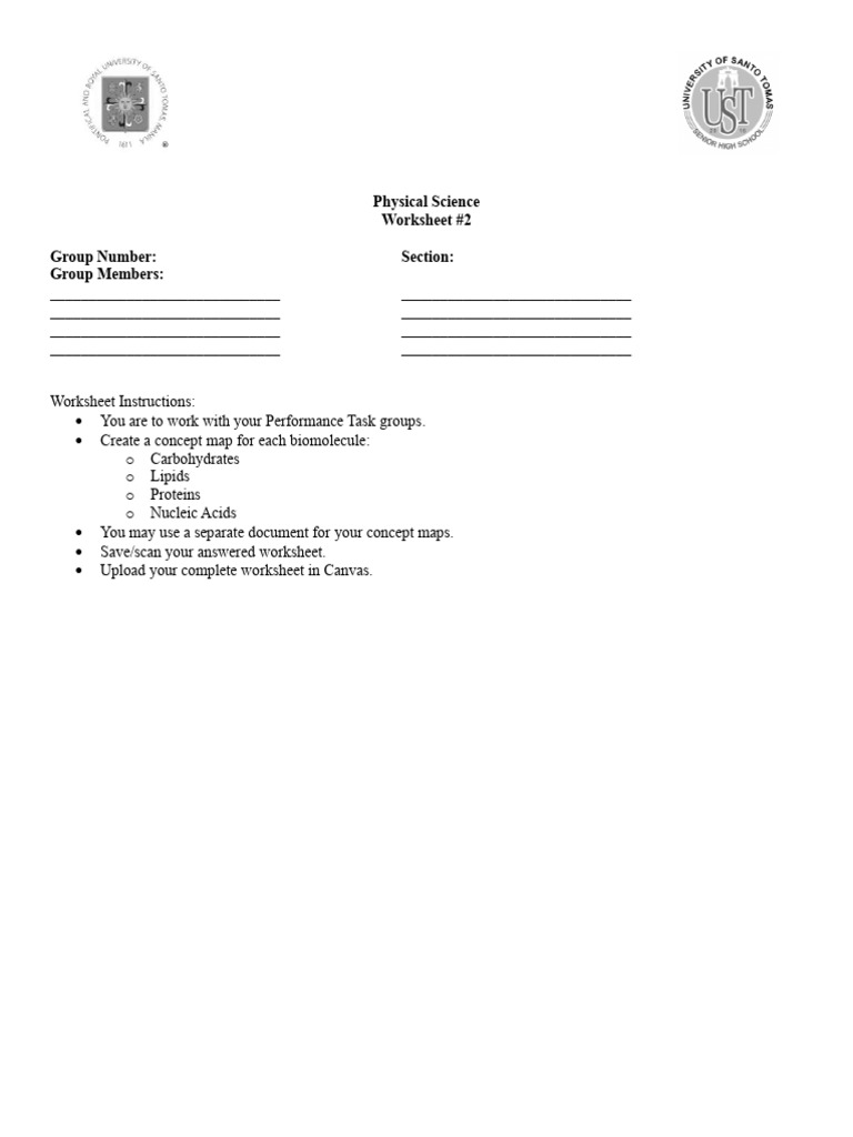 Biomolecules Concept Map Worksheet | PDF