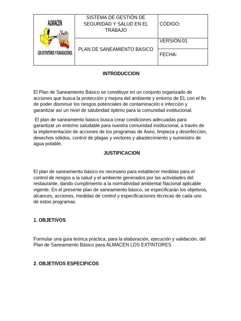 3.1.8 PLAN DE SANEAMIENTO BASICO | PDF | Residuos | Saneamiento