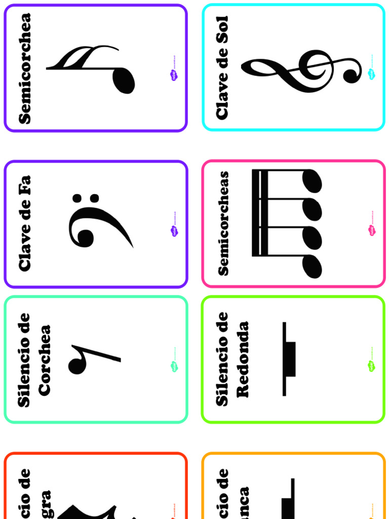 Fichas 4-Figuras Musicales y Silencios Tamaño Tarjetas | PDF