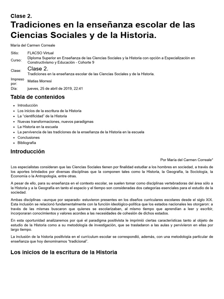 Correale Tradiciones en La Enseñanza Escolar de Las Ciencias Sociales y ...