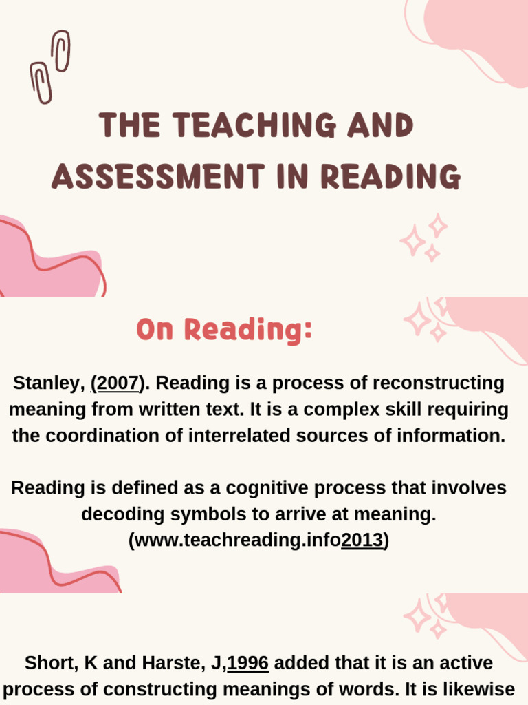 Teaching and Assessment of Reading | PDF | Reading Comprehension ...