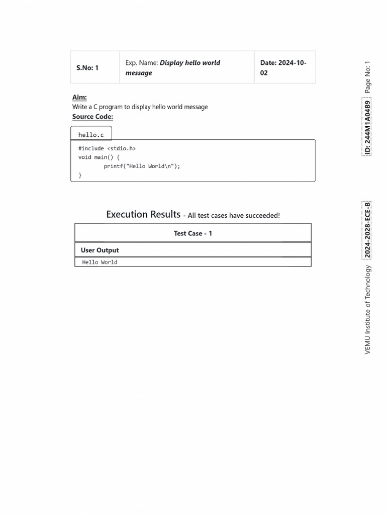 244M1A04B9 C Programming L Lab Record 2024-11-25 | PDF