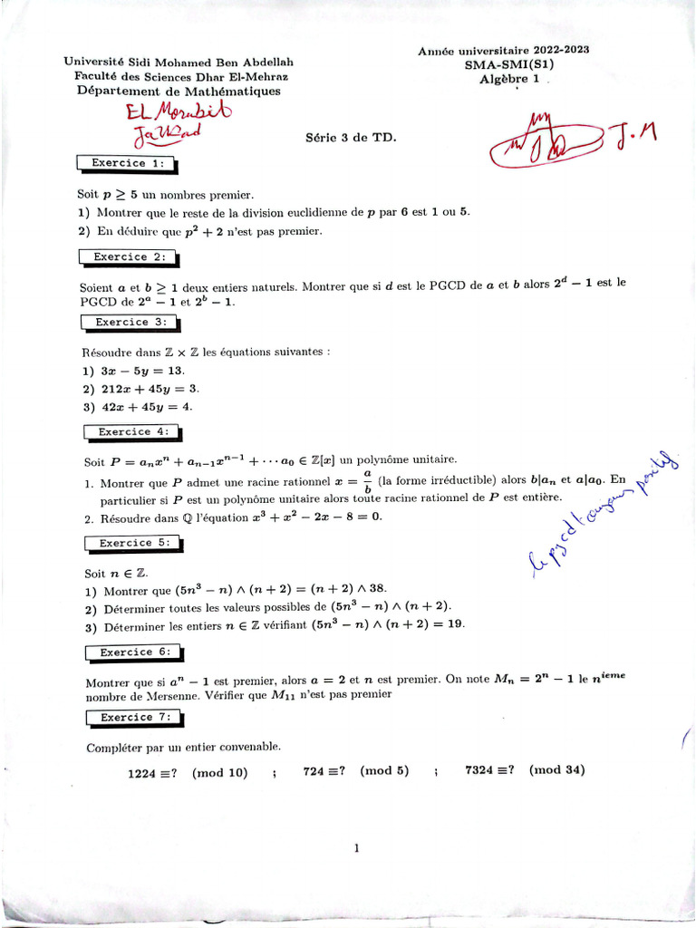 Algèbre01 TD03 Énoncé & Correction | PDF