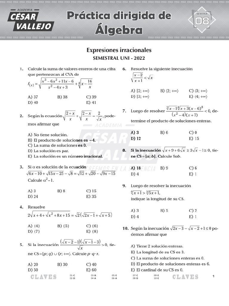 ALGEBRA 8 | PDF